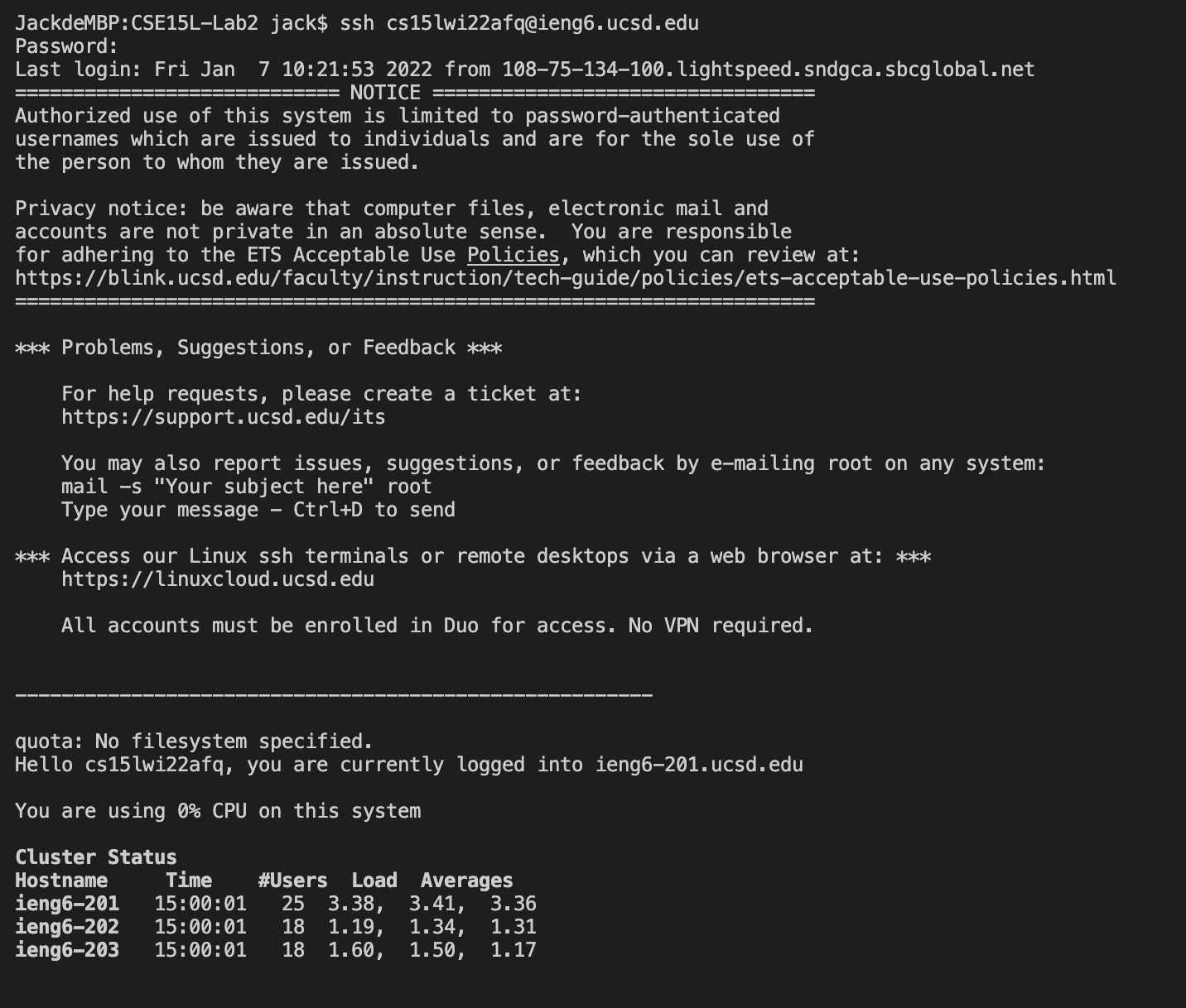 Logging Into ieng6 | cse15l-lab-report